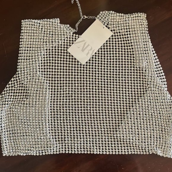 Zara | Tops | Zara Open Back Rhinestone Top | Poshmark